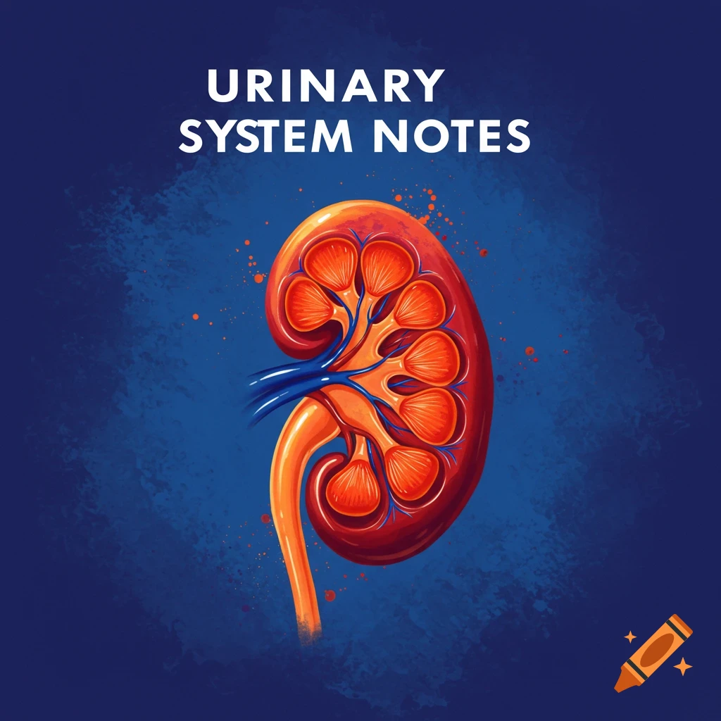 Urinary system notes cover photo on Craiyon