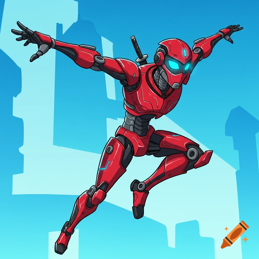 Futuristic ninja robot in classic 2000s cartoon style on Craiyon