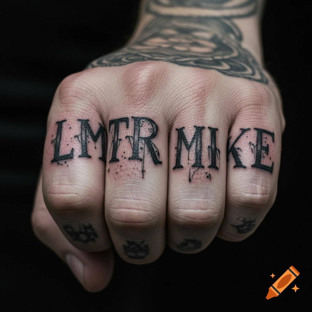 Close-up photo of a closed fist with colorful traditional-style tattoos ...