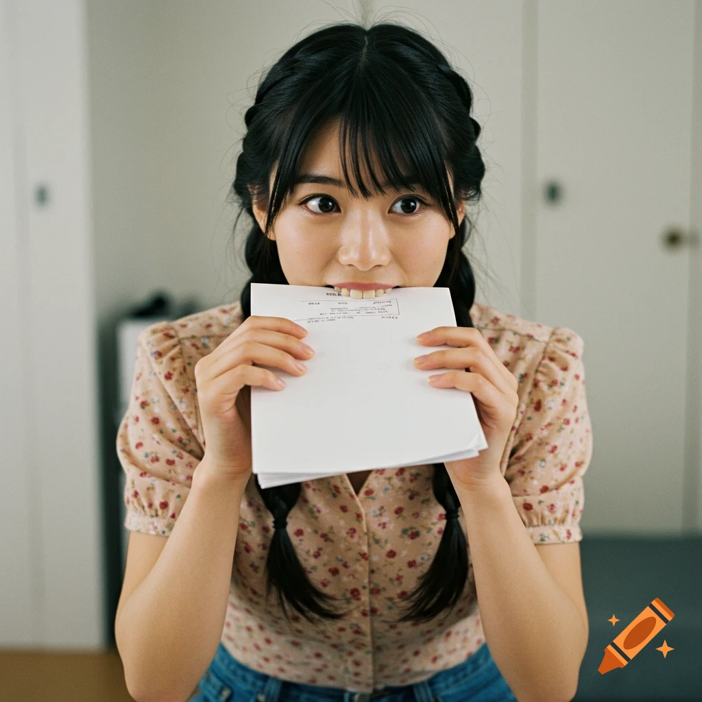 Anime girl Hanako eating paper on Craiyon