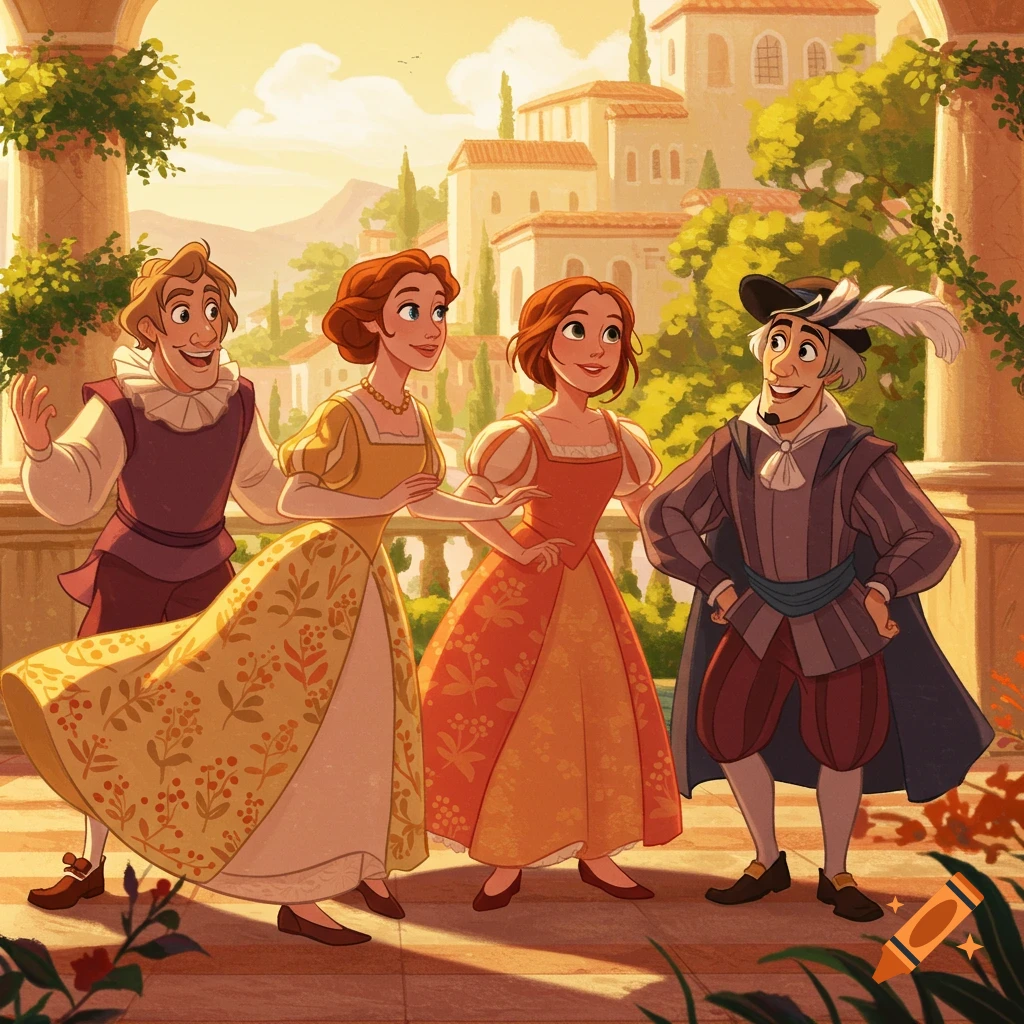 Disney Renaissance style Twelfth Night adaptation on Craiyon