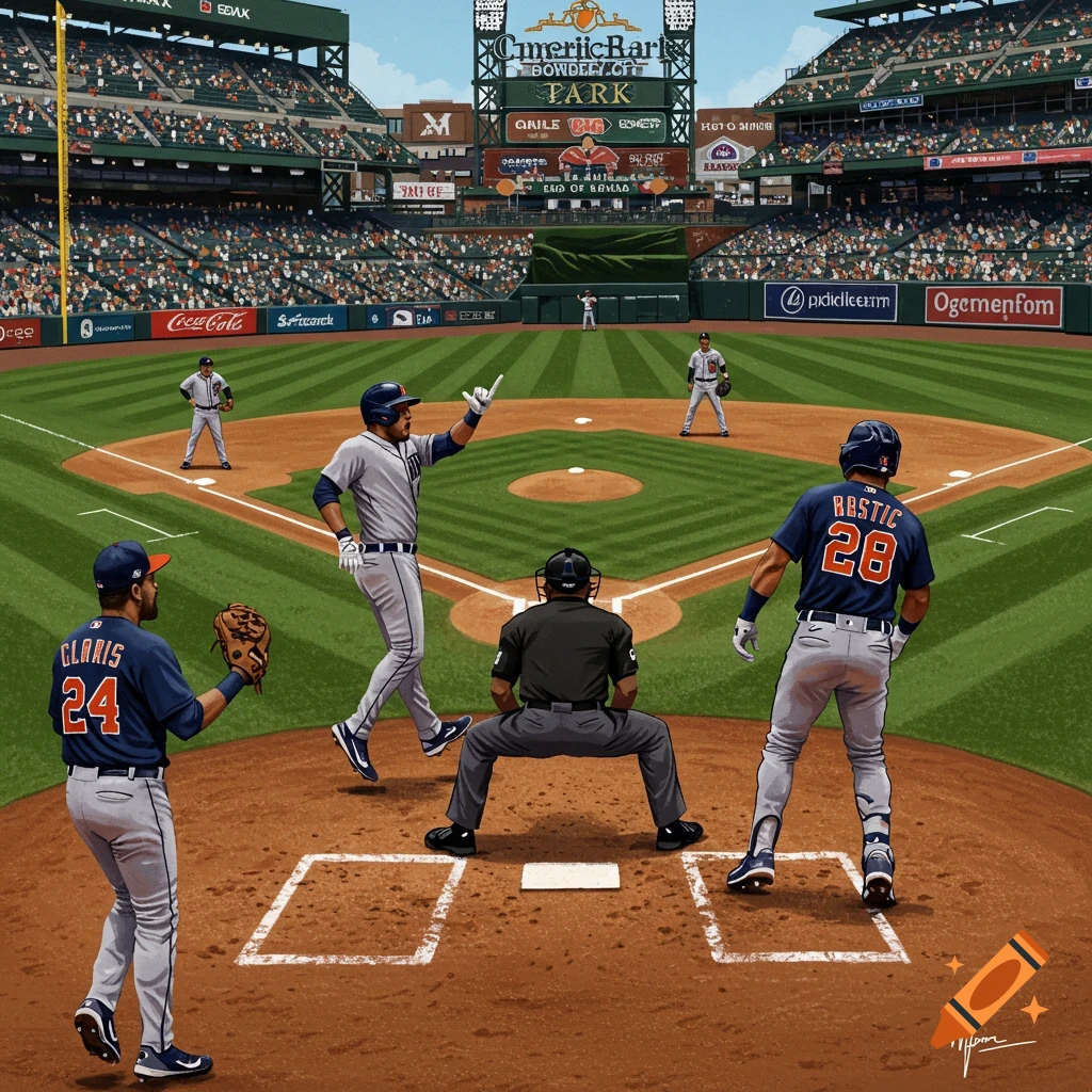 A cartoon frog with a baseball cap, hot dog, and mitt stands in a ...