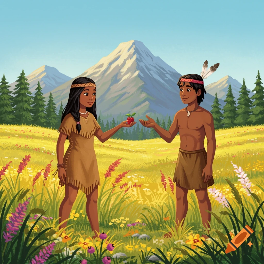 Adam and Eve Native American children on Craiyon