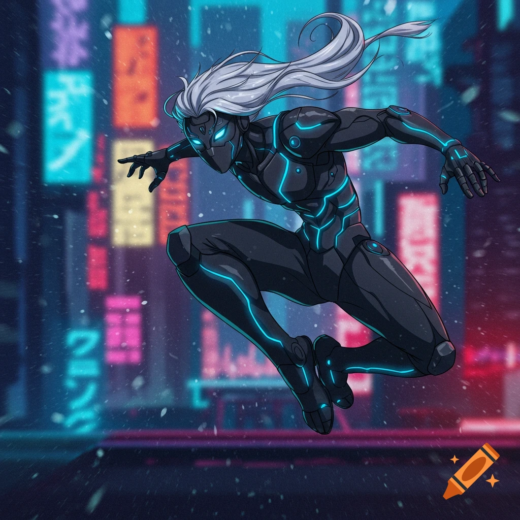 Futuristic ninja android in 2000s anime style on Craiyon