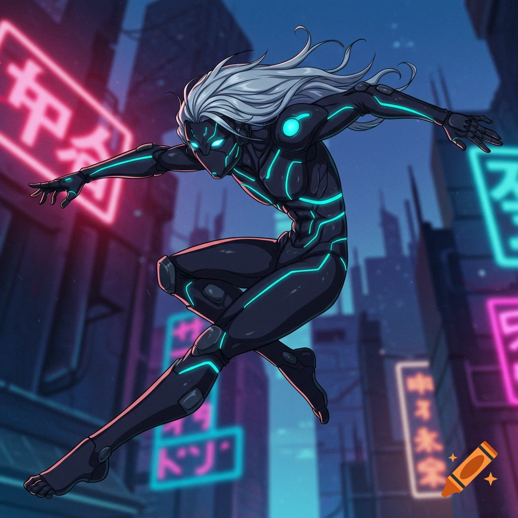 Futuristic ninja android in 2000s anime style on Craiyon