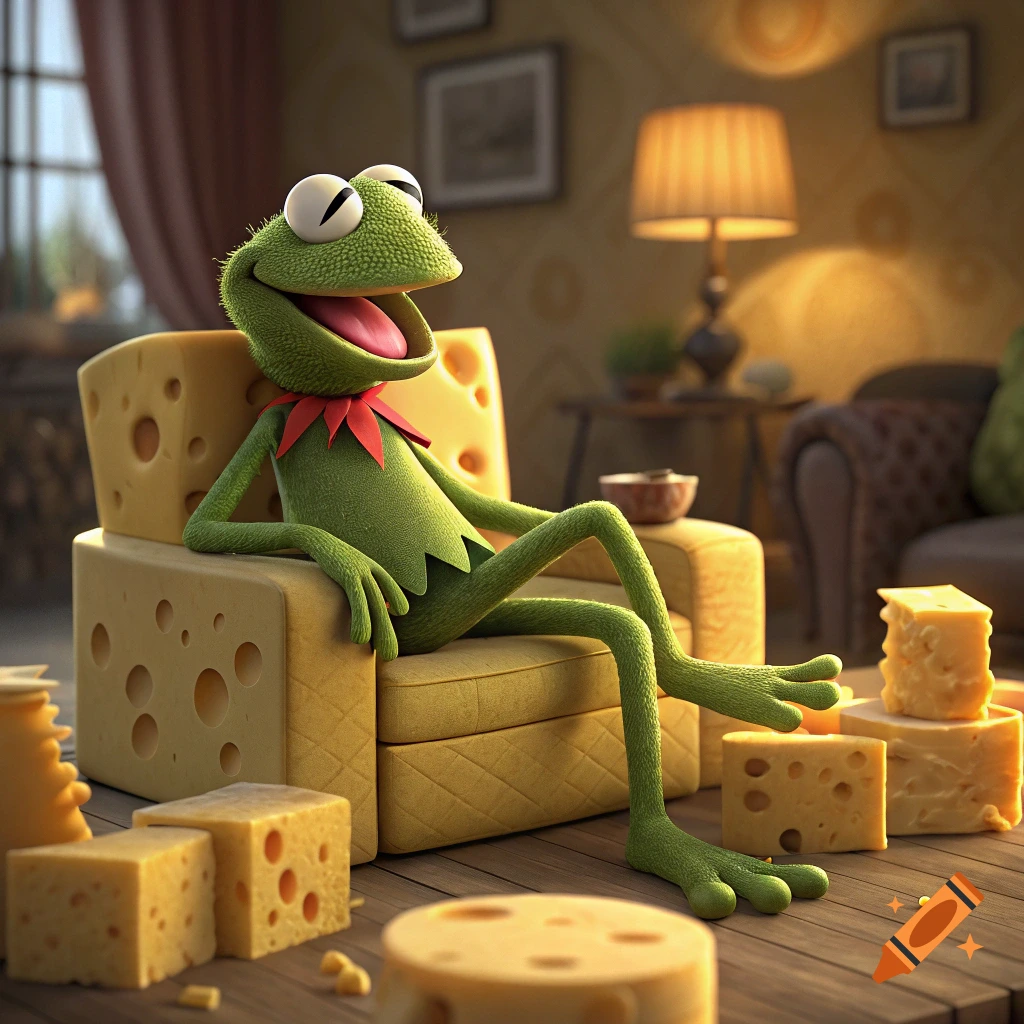 Kermit the Frog in sand on Craiyon