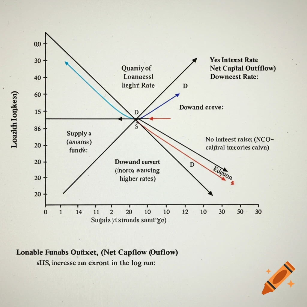 Loanable funds market and net capital outflow diagram on Craiyon
