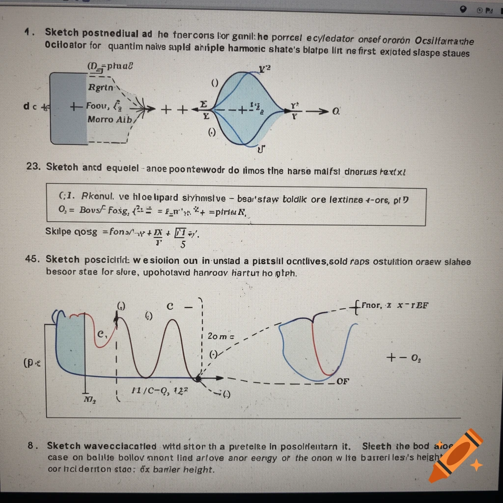Sketch of quantum harmonic oscillator energy levels and wavefunction ...