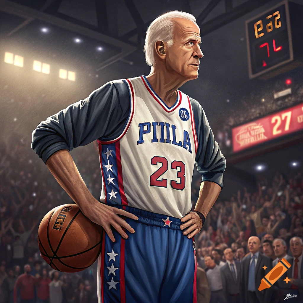 Joe Biden in an NBA setting on Craiyon