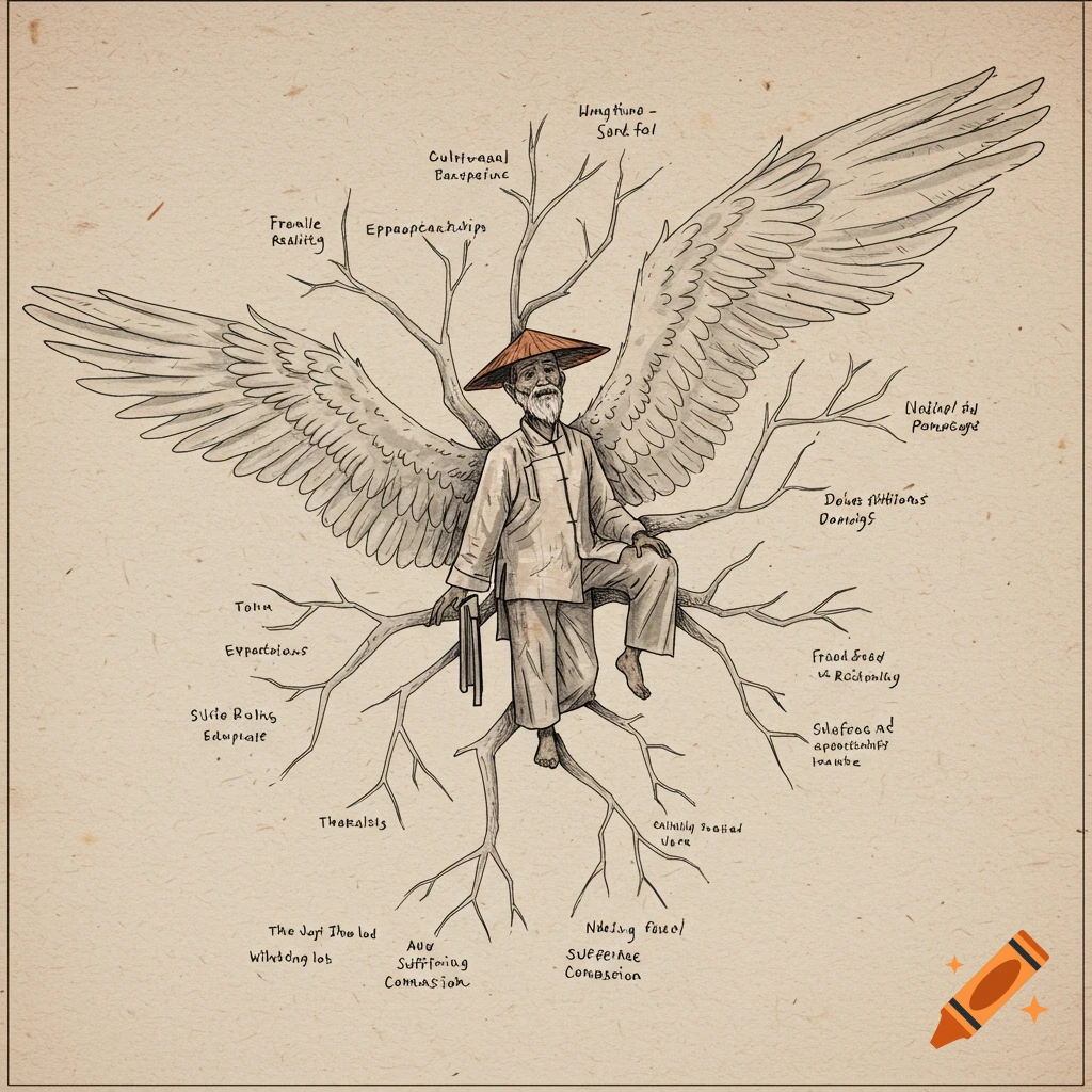 Mind map of themes in 'The Joy Luck Club' and 'A Very Old Man with ...