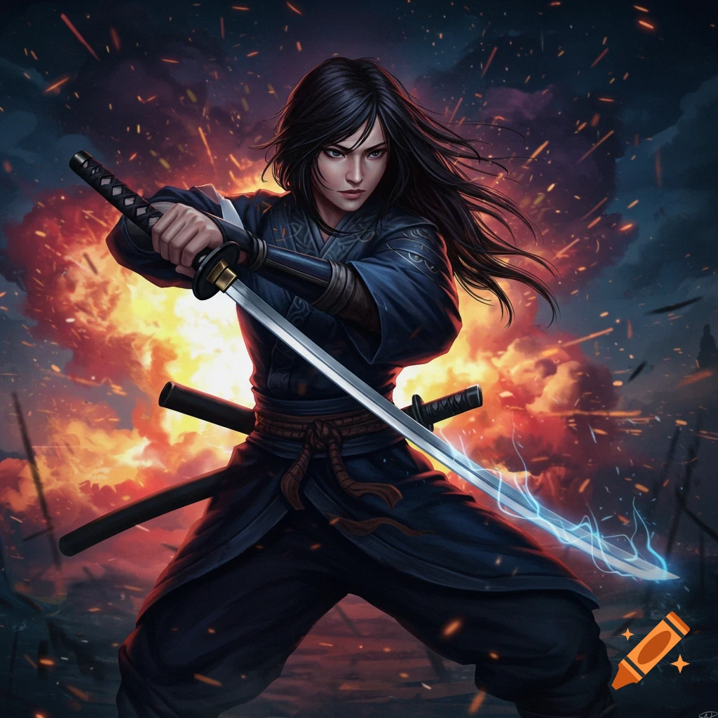 Female Fire Katana