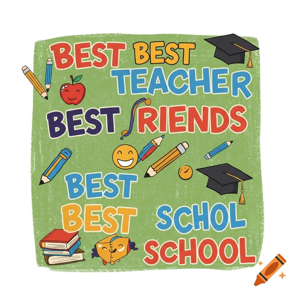T-shirt design with 'best teachers best friends best school' text on ...