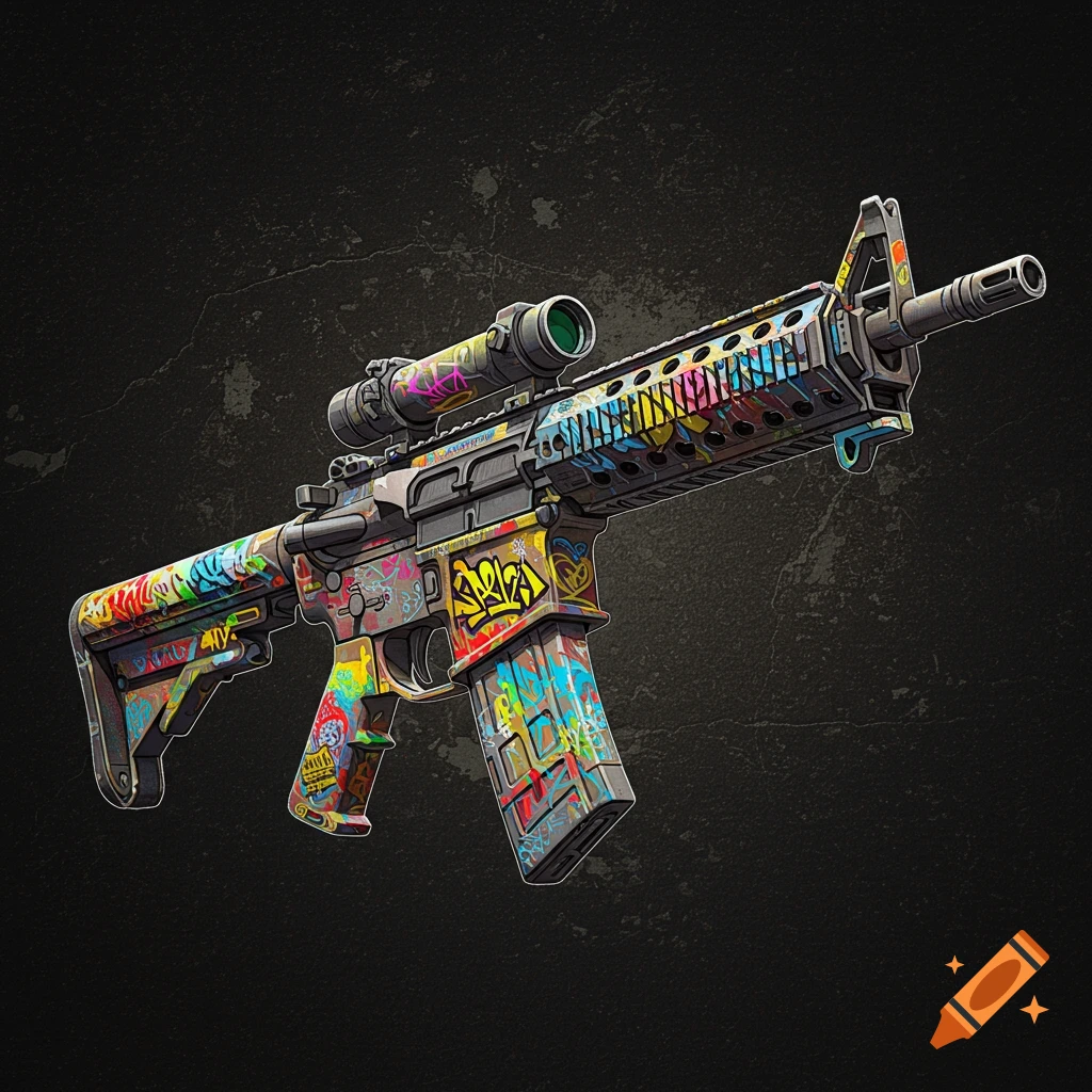 Graffiti art of an AR-15 rifle on Craiyon