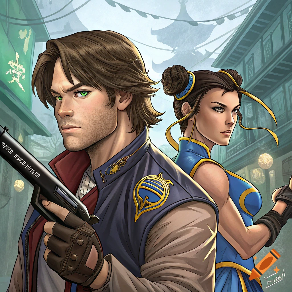 Illustration of Street Fighter characters Poison attacking Chun-Li with ...