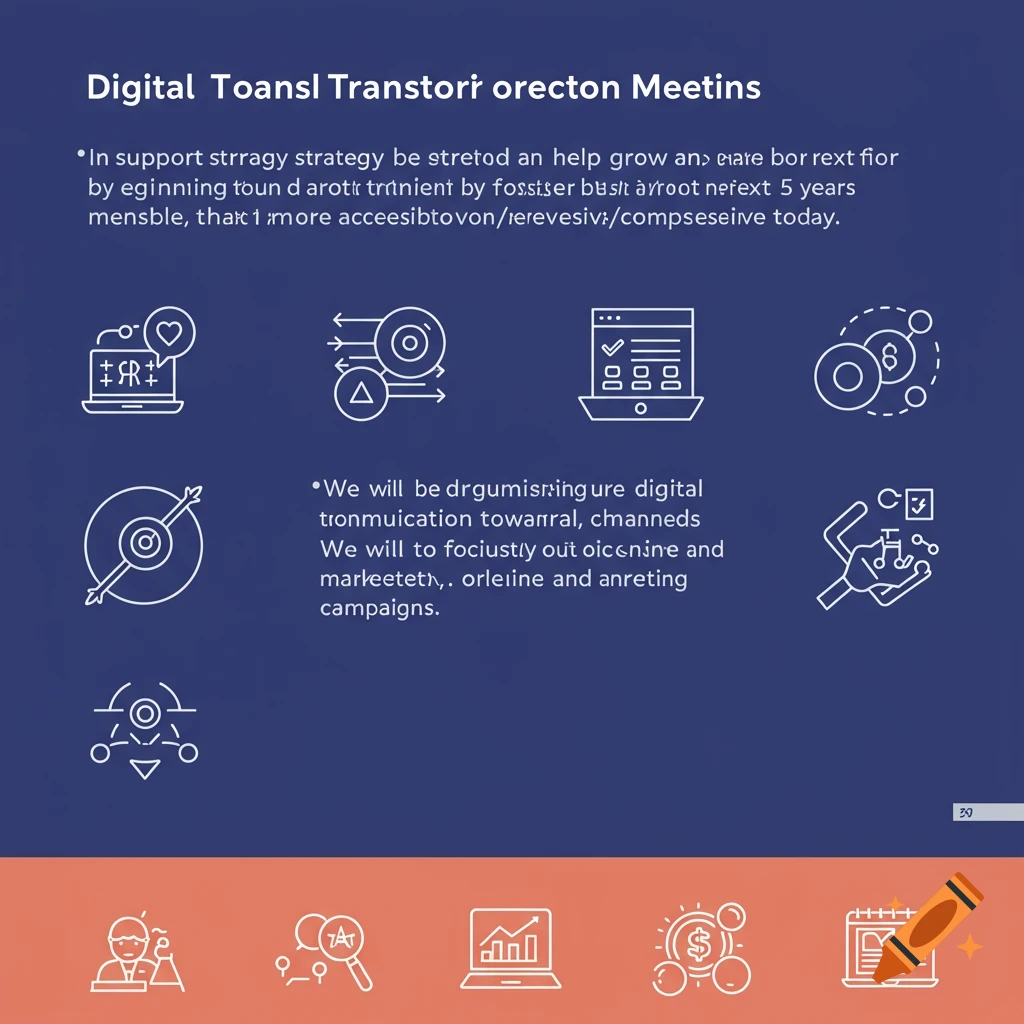 Minimalist PowerPoint slide for digital transformation strategy on Craiyon