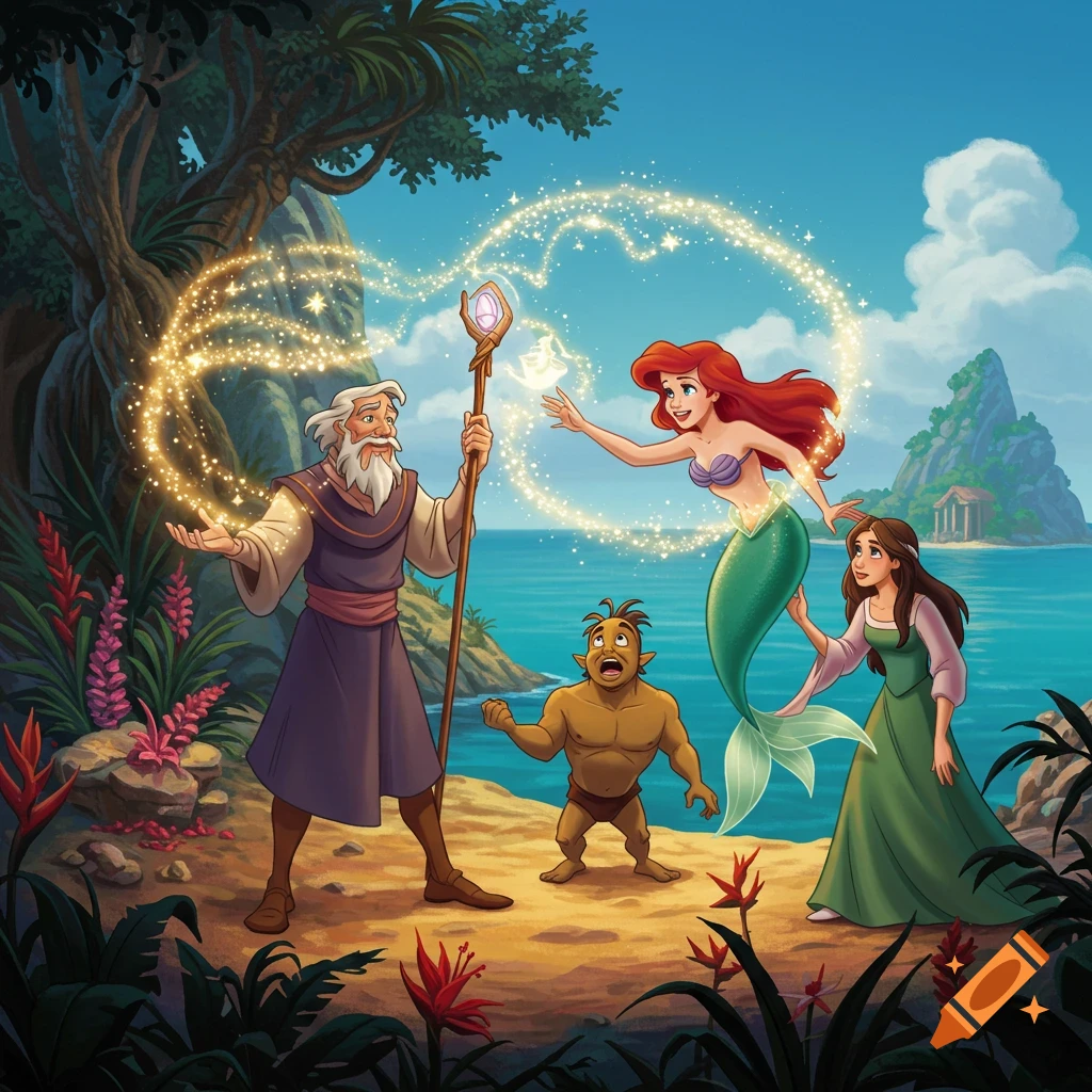 Ariel the Little Mermaid, with an athletic build, flexes her muscles in ...