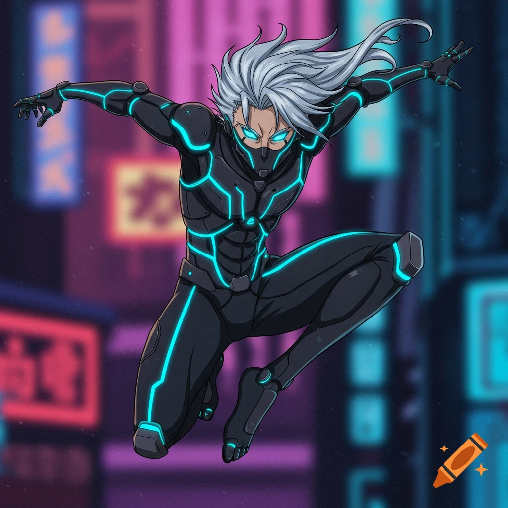 Futuristic ninja android in 2000s anime style on Craiyon