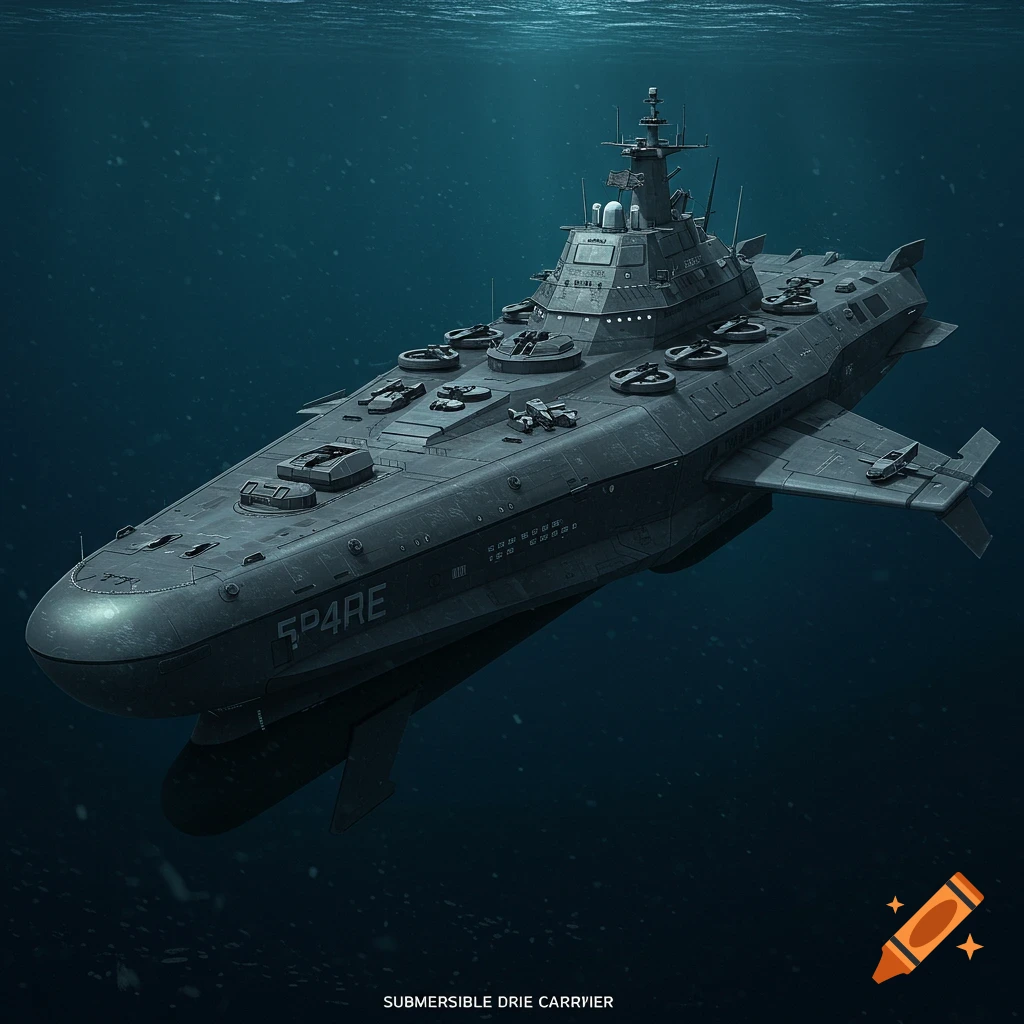 Submersible drone aircraft carrier on Craiyon
