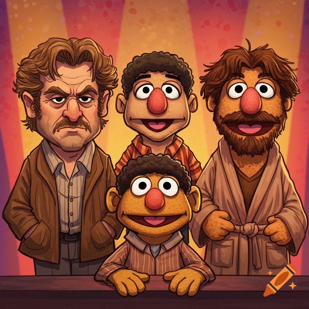 The Big Lebowski muppets: Walter, Donny, and The Dude on Craiyon