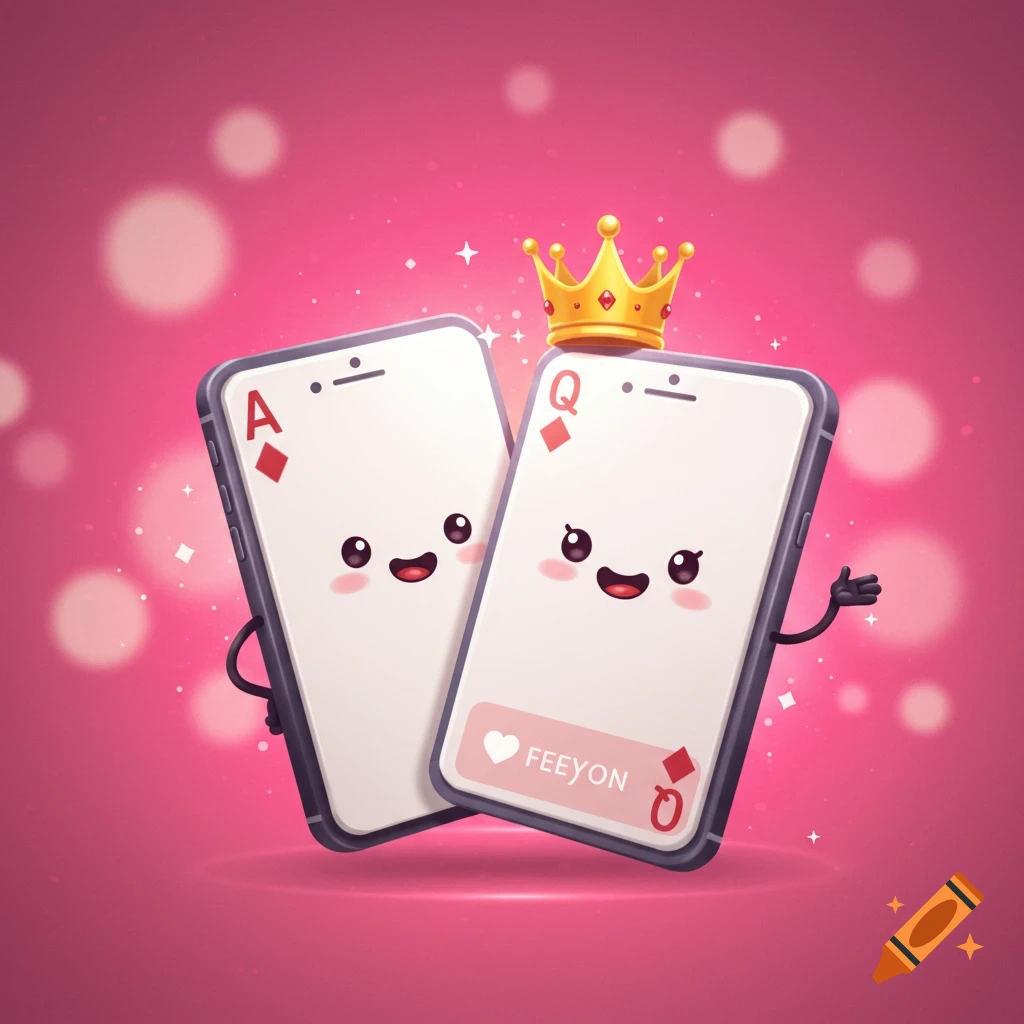 3D model of a red card game box, a stack of cards, and four playing ...