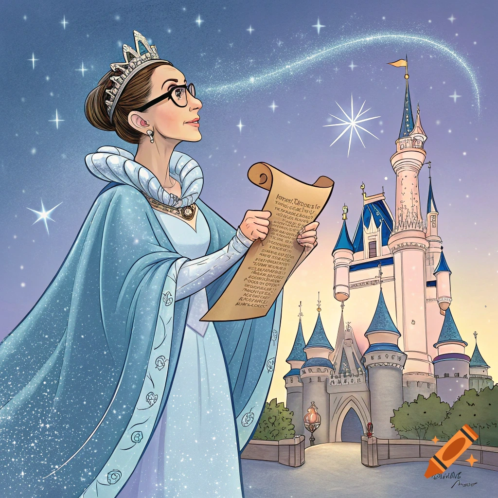 Cartoon of Ruth Bader Ginsburg as a Disney princess on Craiyon