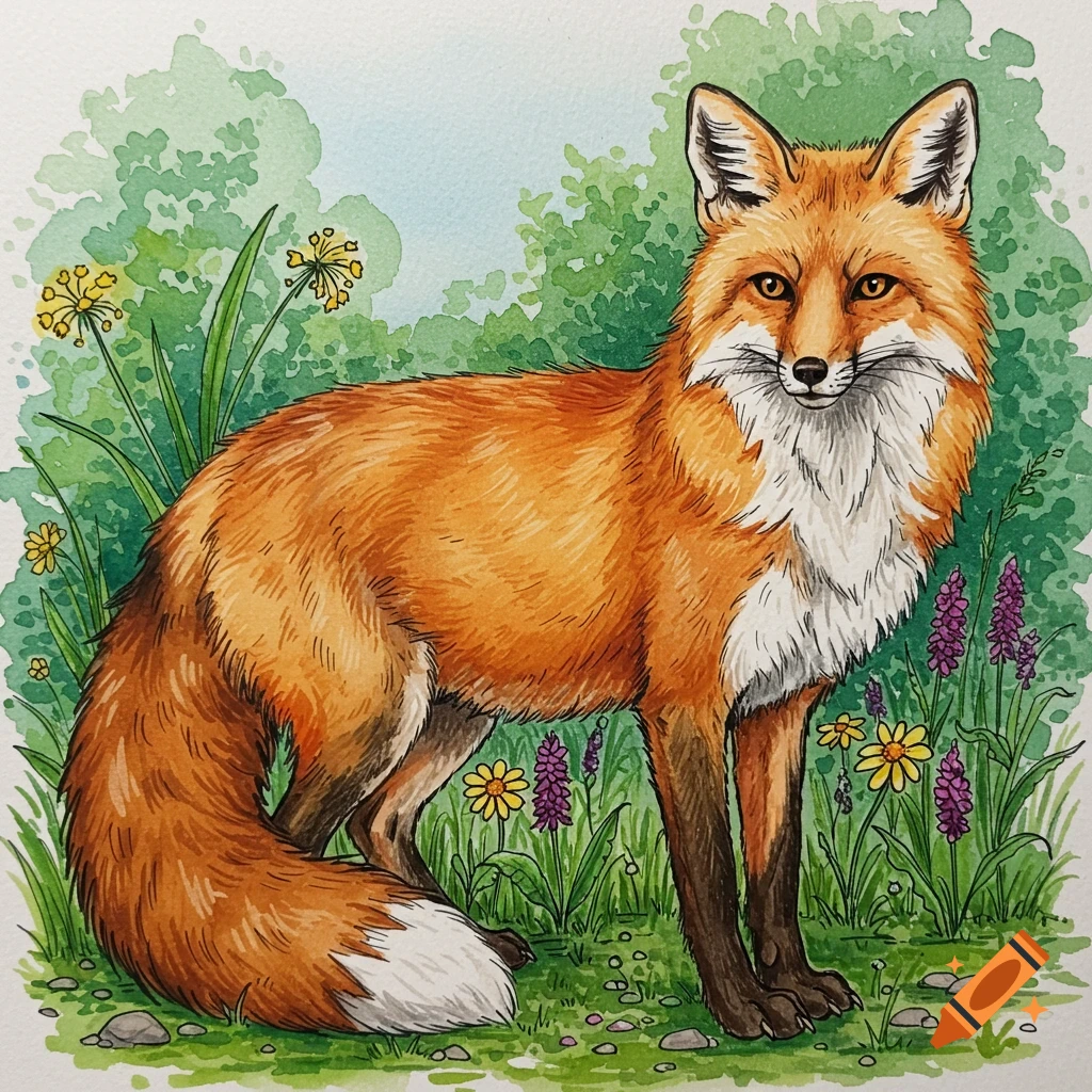 Drawing of a fox on Craiyon