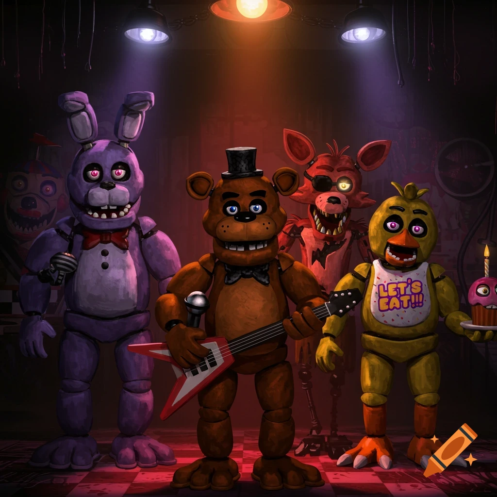 Illustration of the Five Nights at Freddy's animatronics, Freddy ...