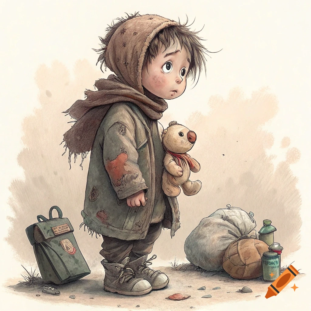 Blonde boy jumping in a puddle in Carl Larsson style watercolor and ink ...