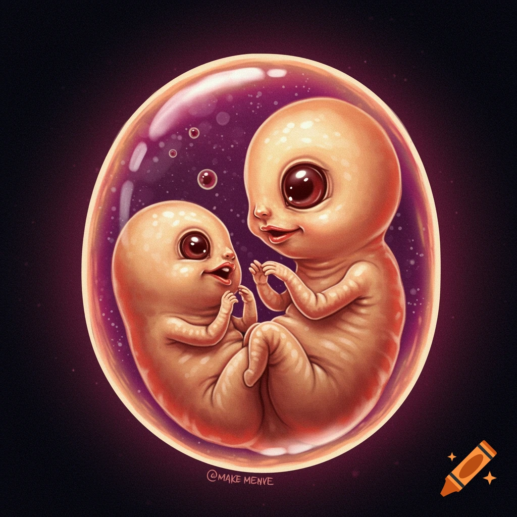 Illustration of a seated young boy looking at a glowing fetus figure ...