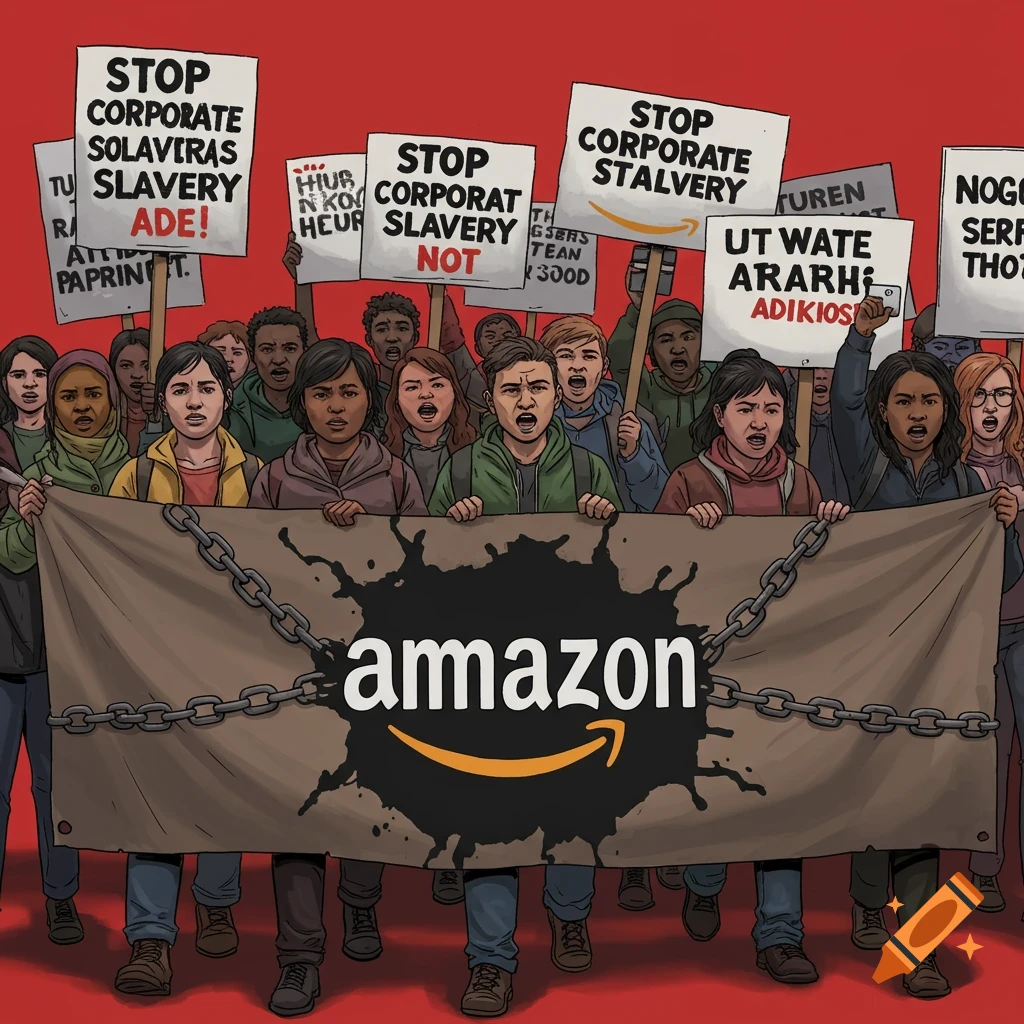 Stop corporate slavery at Amazon on Craiyon