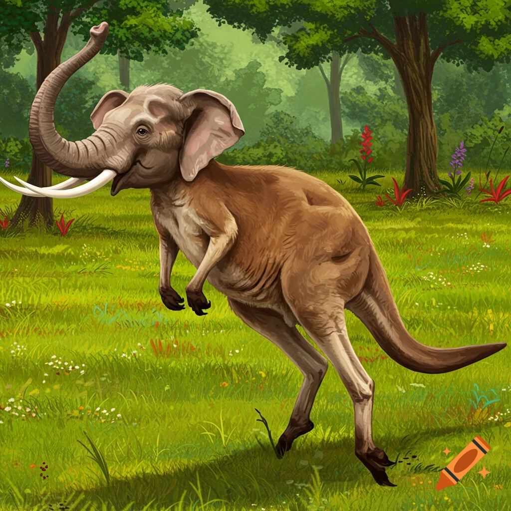 A mix of a kangaroo and an elephant on Craiyon