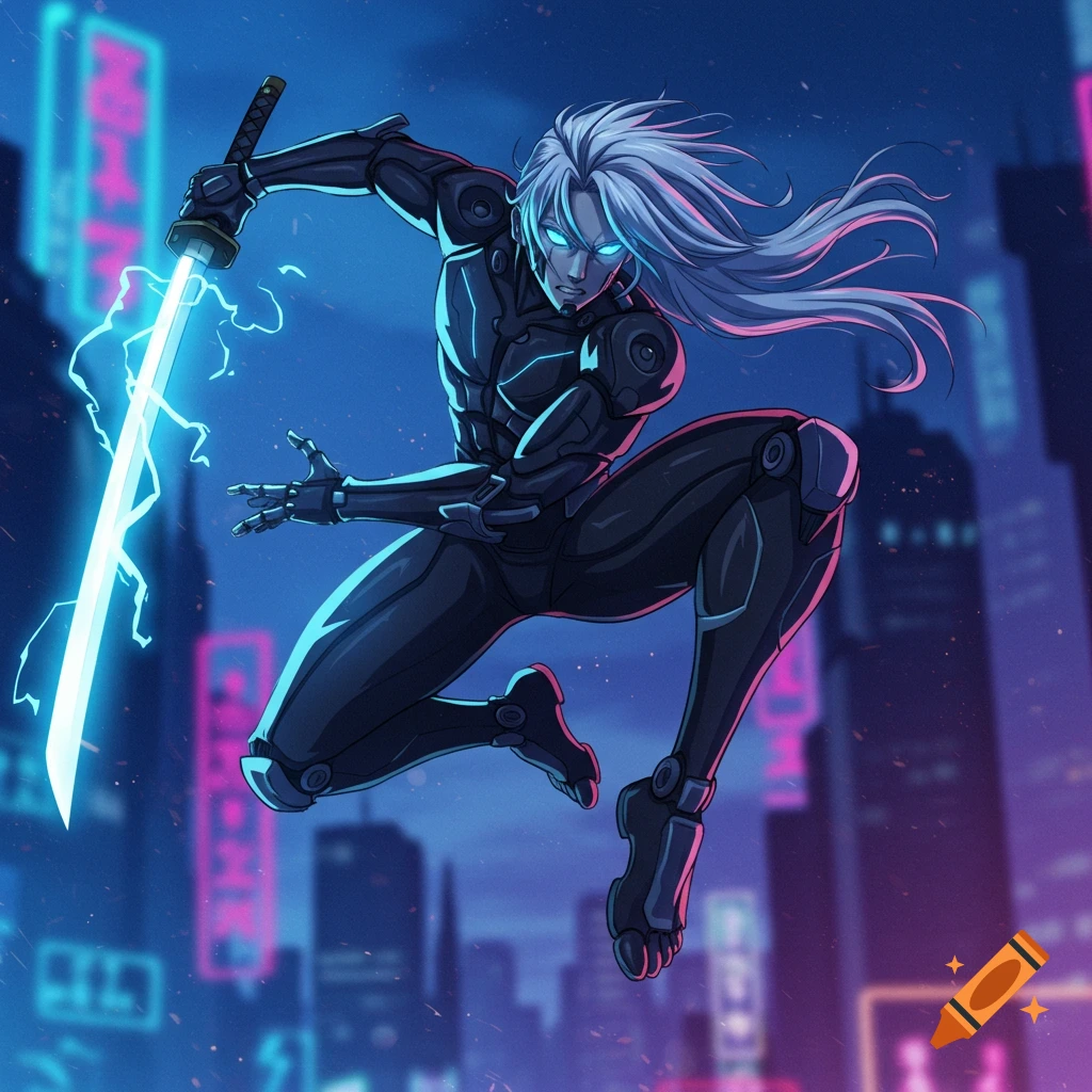 Futuristic ninja android in 2000s anime style on Craiyon