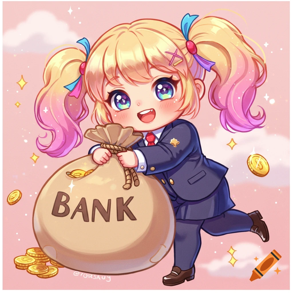 Cute big bank girl on Craiyon