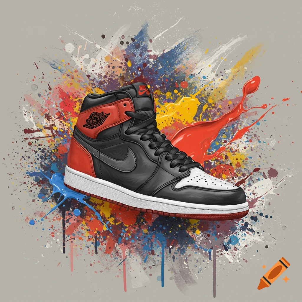 Realistic side view of Air Jordan shoe with bluish glowing background ...