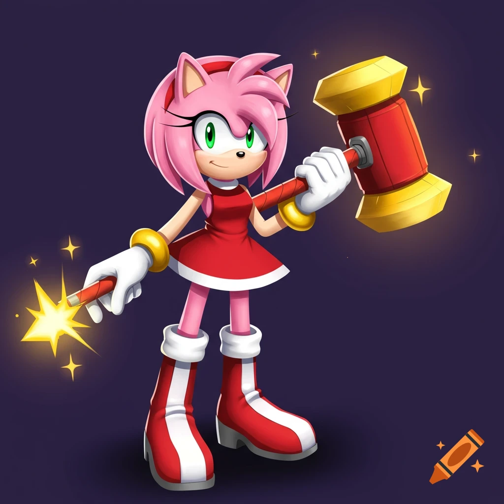 Amy Rose with Piko Piko Hammer on Craiyon