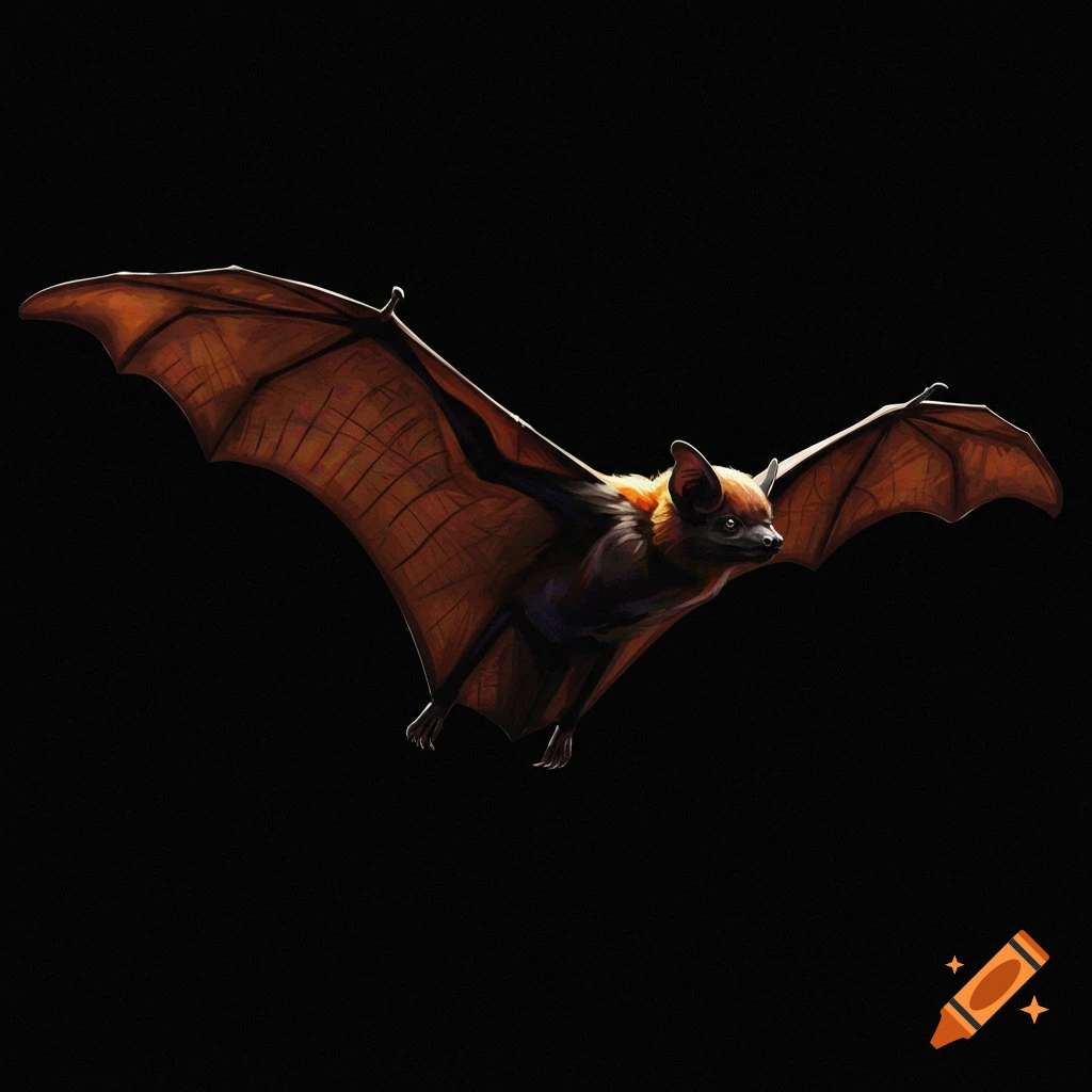 Vampire bat flying against a crimson moon on Craiyon