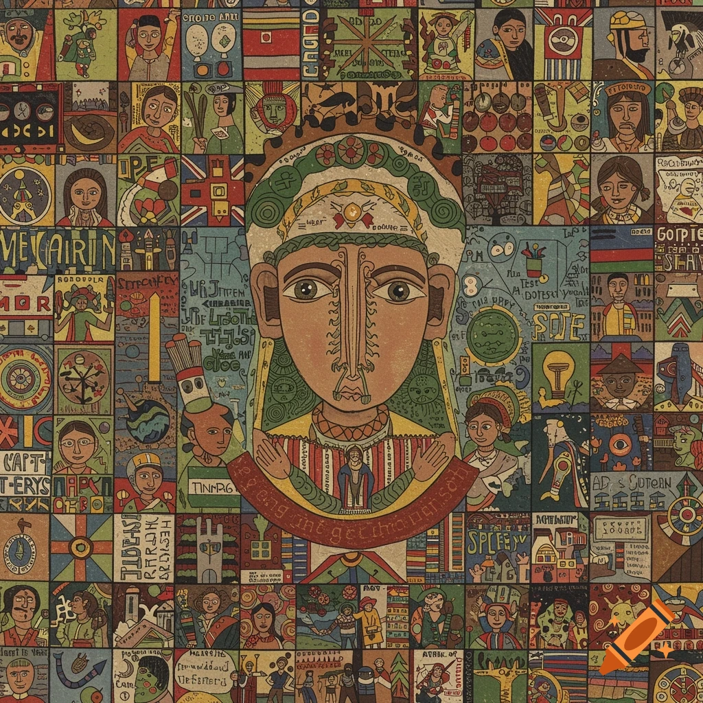 Impactful foreign languages mural with flags, phrases, and symbols ...