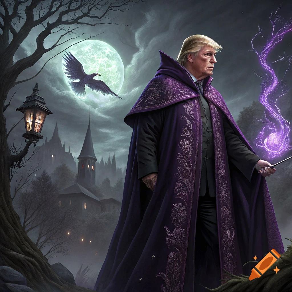Illustration of Donald Trump dressed as a Disney villain with horns and ...