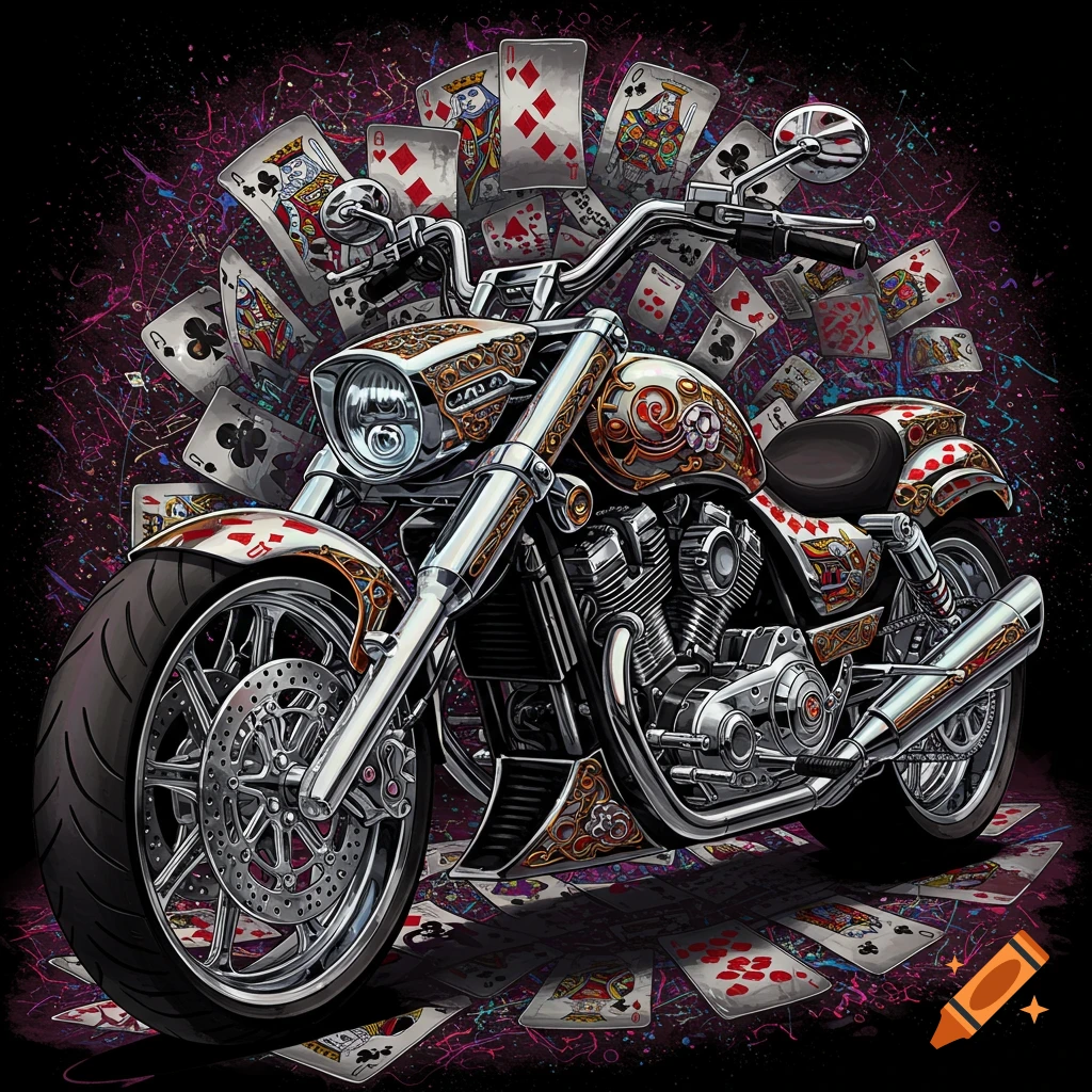 Card game motorcycle on Craiyon