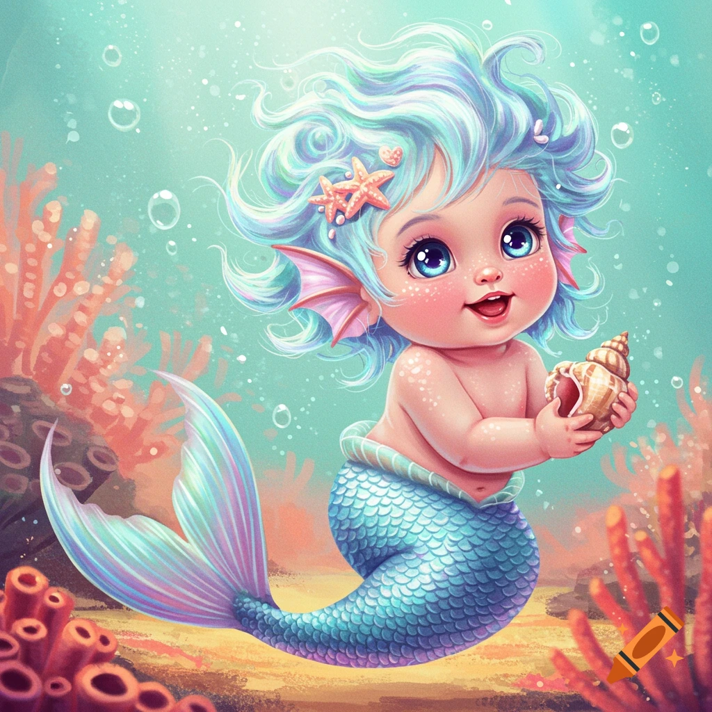 Baby mermaid on Craiyon