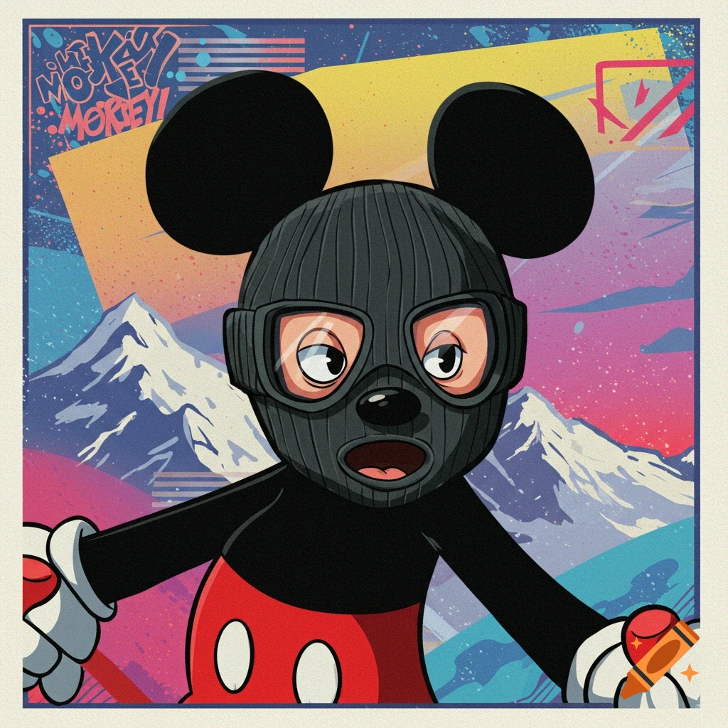 Mickey Mouse with a ski mask on Craiyon