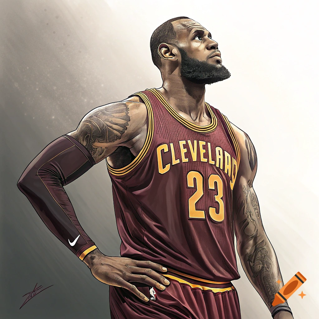 Illustration of LeBron James crying while wearing a Cleveland Cavaliers ...