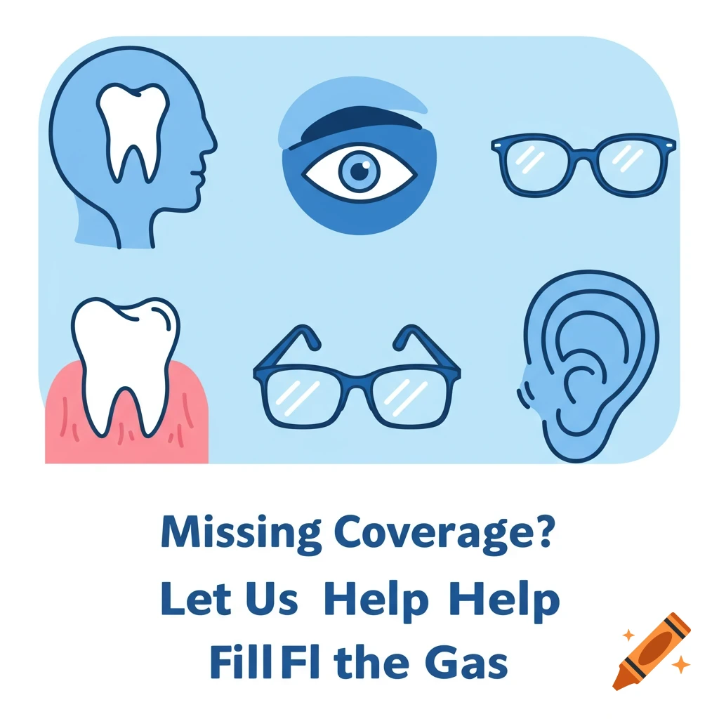 Dental, Vision, and Hearing Coverage Infographic on Craiyon