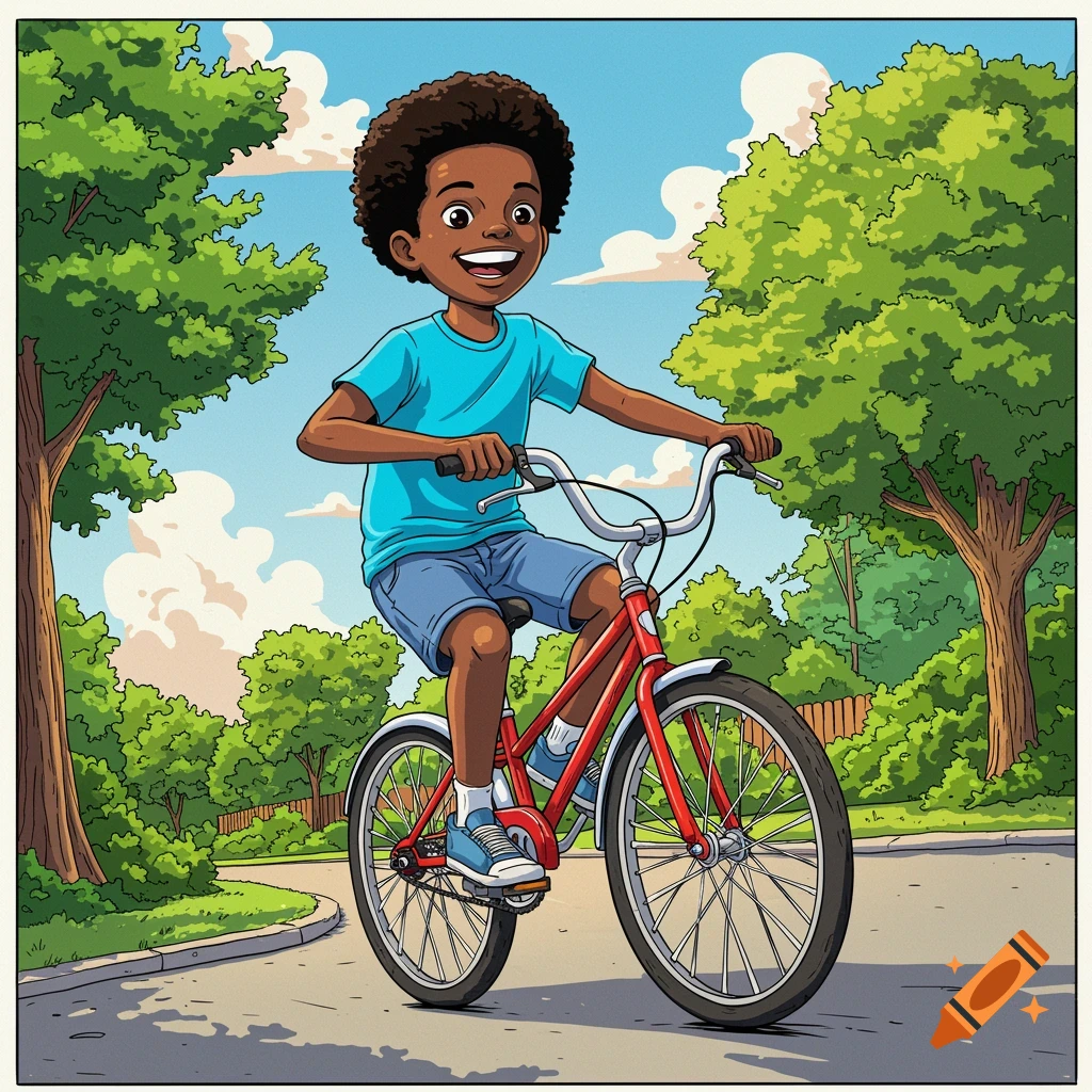 Black boy on a bike on Craiyon