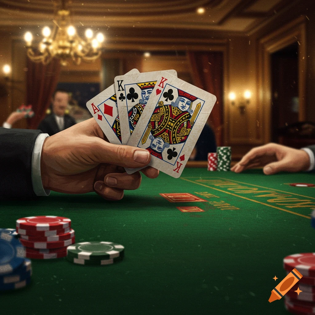 Playing cards and poker design in black, red, and grey on Craiyon