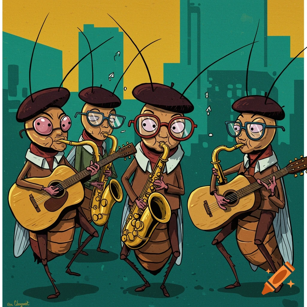 Beatnik crickets on Craiyon