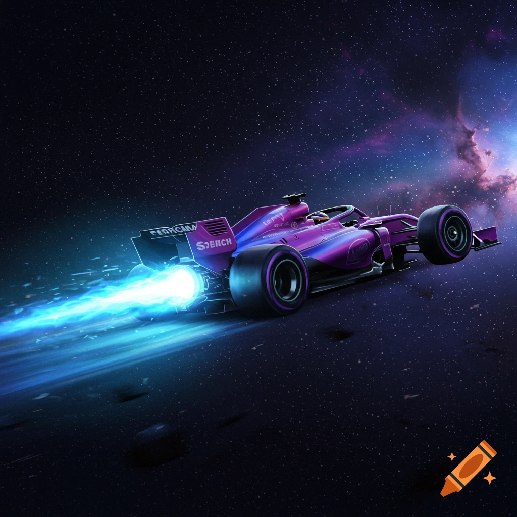 F1 car driving in space on Craiyon