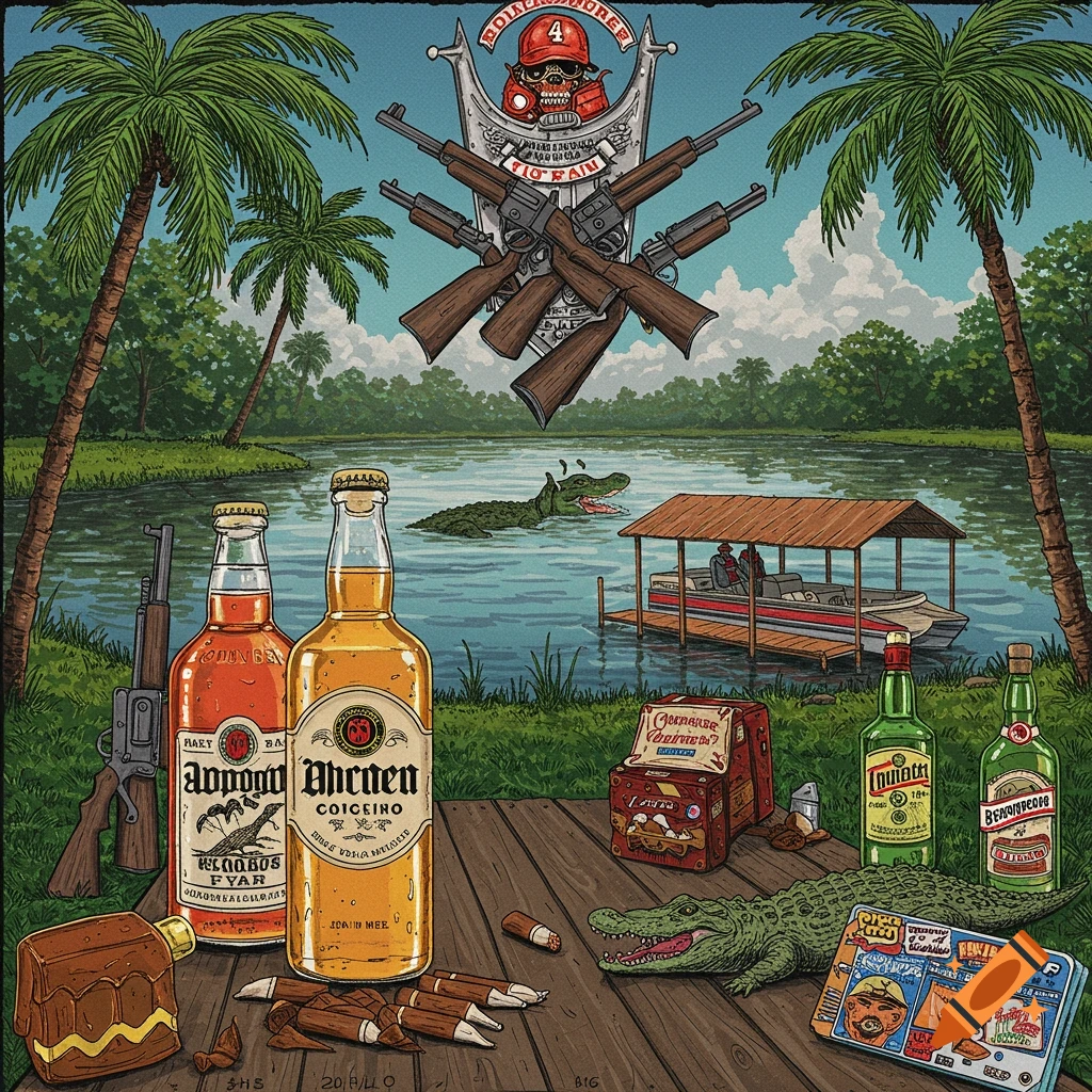 Alcohol, tobacco, firearms, palm trees, alligators, lake, redneck lake ...