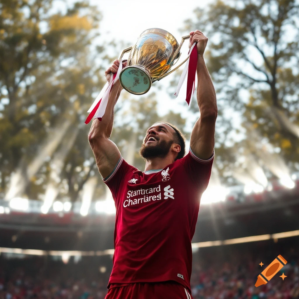 Liverpool team winning the 2024/25 PL championship, VVD holding the cup ...
