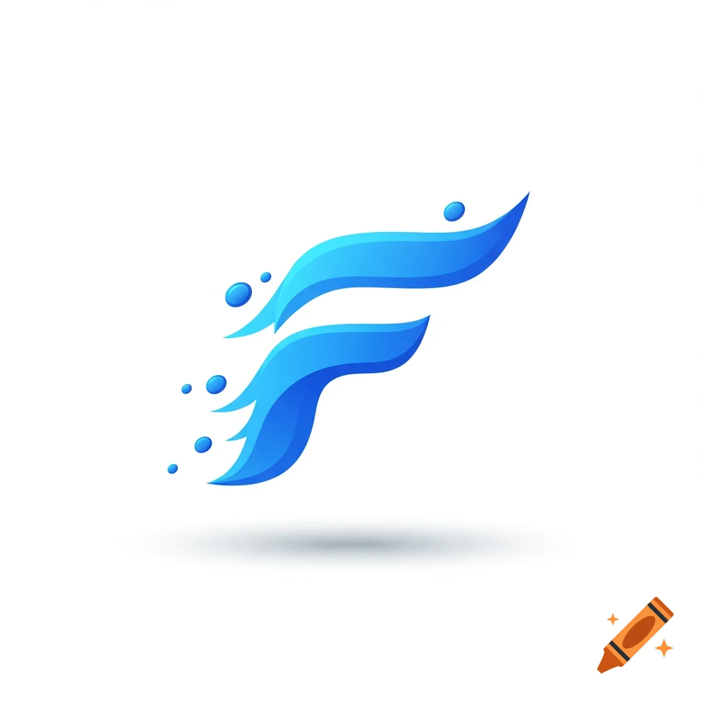 Blue logo design resembling the letter F with flowing shapes and ...